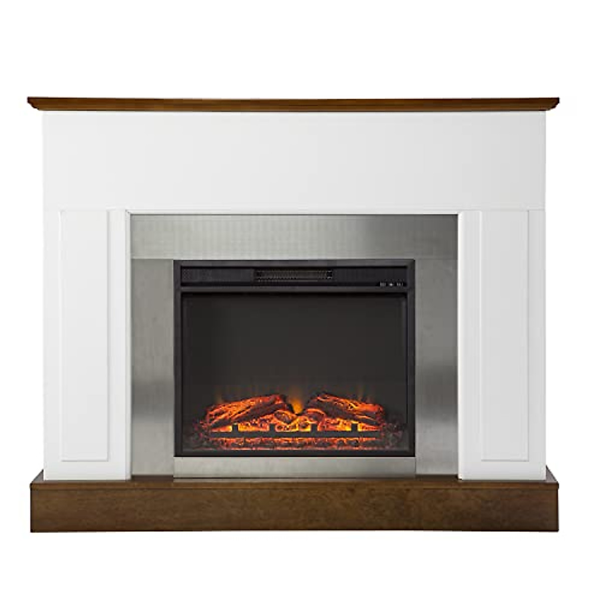 SEI Furniture Eastrington Industrial Electric Fireplace, White