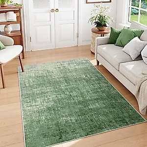 Lahome Green 5x7 Area Rugs,Boho Washable Living Room Rug Soft Bedroom Rug, Modern Abstract Ombre Non-Slip Low-Pile Throw Carpet for Dining Room Office Entryway(5'x7',Green)