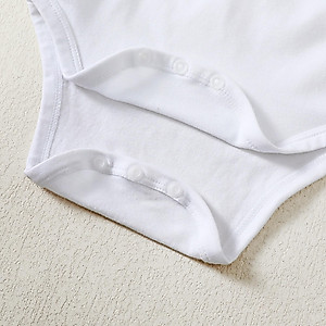 LYSMuch Baby Girls Ruffle Sleeves Bodysuit Infant Solid Color Top Jumpsuit (White,12-18 Months)