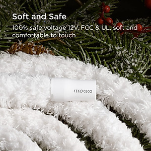 CECOCECO LED Night Light Rope Strip Neon Lights for Kids Bedroom 10ft Warm White Battery Adapter 12V Cute Portable Touch Decorations Plush 320 LEDs DIY Gifts for Women Girls Indoor Party Christmas