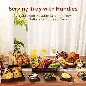 Yangbaga Serving Tray with Handles,13"*13"Wood Decorative Tray for Living Room,Modern Coffee Table Tray,Square Large Serving Platters for Home Decor,Ottoman,Bed,Kitchen,Bathroom, Breakfast,Bar