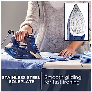 Rowenta DW9280 Digital Display Steam Iron for Clothes, 1800W, Stainless Steel Soleplate, 400 Steam Holes, Vertical Steaming, Variable Steam Control, Auto Off