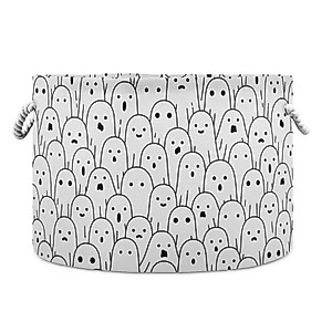 Krafig Halloween Ghosts Pattern Round Collapsible Storage Basket, Large Toy Storage, Laundry Baskets, Open Home Storage Bins for Toy Organizer, Home Decor, Clothes, Toys