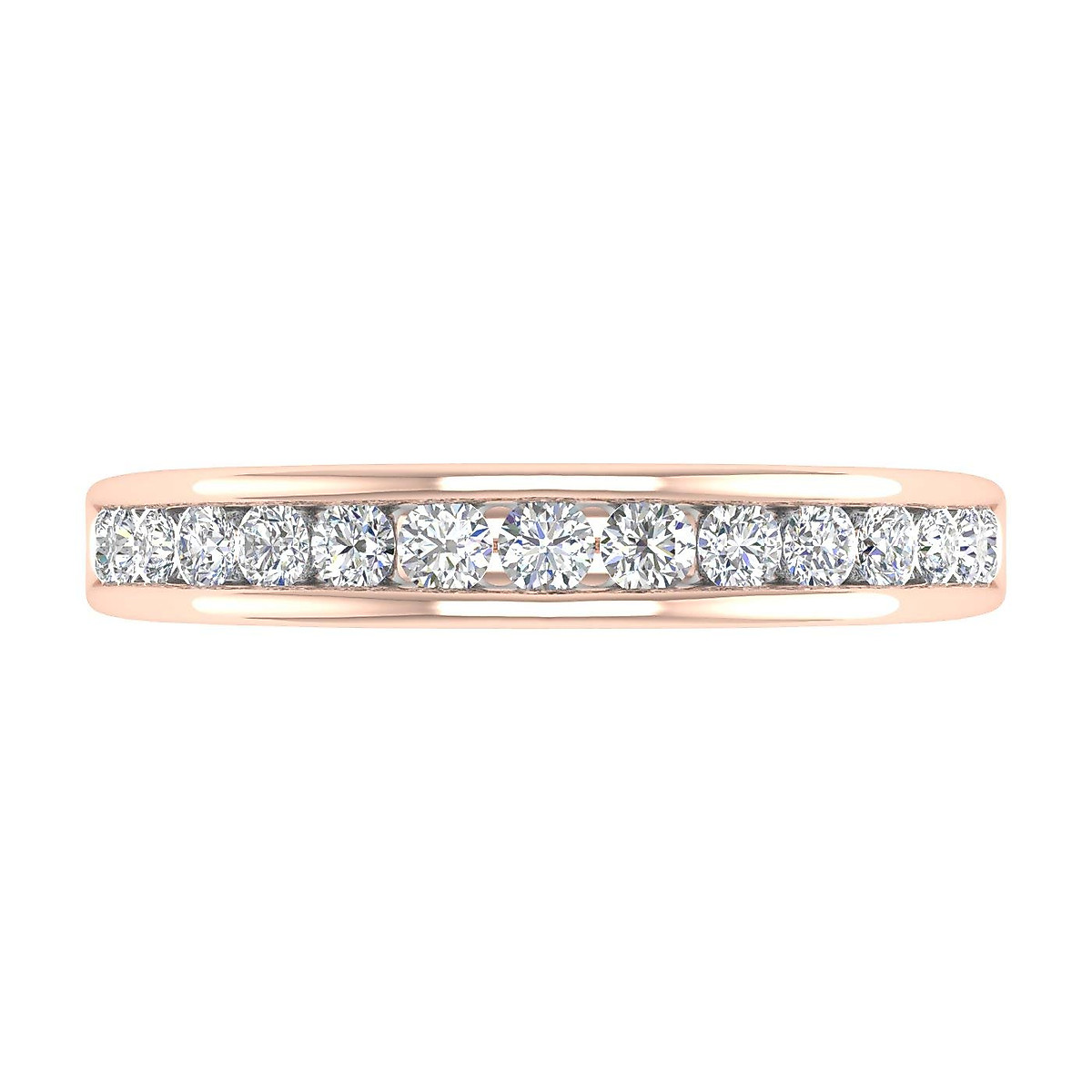 1/2 Carat Channel Set Diamond Wedding Band Ring in 14K Rose Gold (Ring Size 7)