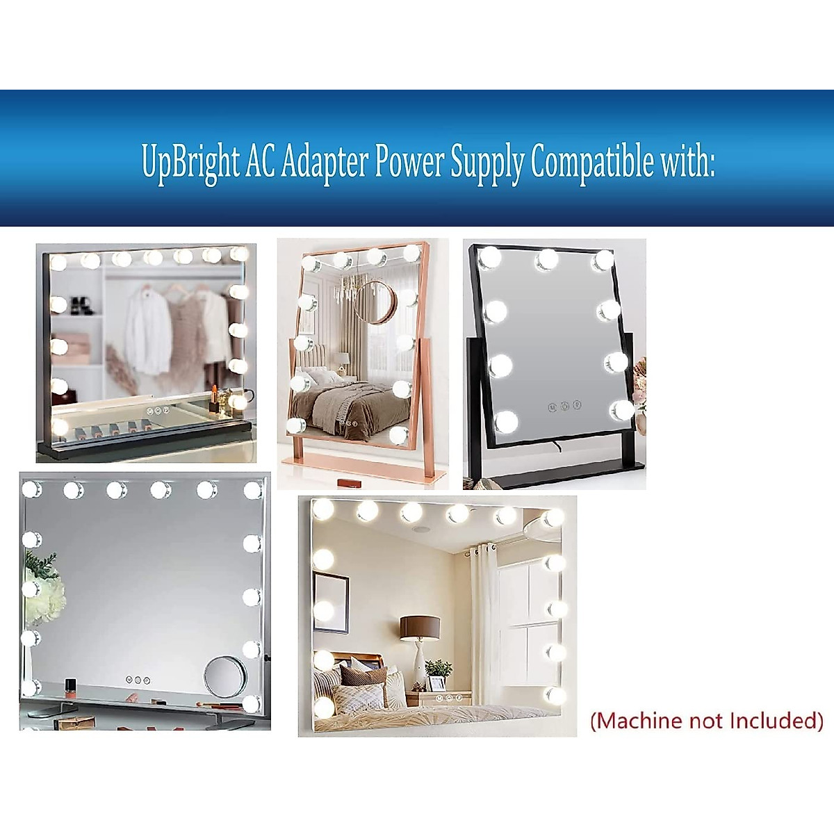 UpBright 12V 2A AC/DC Adapter Compatible with Hansong DC117-15 DC11715 Hollywood Bedroom Light Up Vanity Makeup Mirror 12VDC 2000mA 12.0V DC12V Power Supply Cord Cable Wall Home Battery Charger PSU