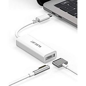 ELECJET AnyWatt USB C Adapter Compatible with MacBook MagSafe Charger, Type-C to MagSafe Converter for Thunderbolt Cinema Display Charging M1 MacBook Pro Air (White)