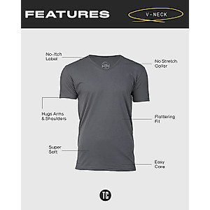 True Classic Tees | Premium Fitted Men's T-Shirt | V Neck | Carbon Tee Single | Large