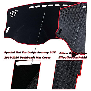 KEEGTBOX Dash Mat Cover Custom Interior Center Console Compatible with Dodge Journey 2011 2012 2013 2014 2015 2016 2017 2018 2019 2020 Dashboard mat Covers Accessories (Red Rim)