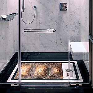 Non Slip Bathtub Mats with Suction Cups, Bath Tub Shower Mat for Bathroom, Machine Washable Bathroom Mats with Drain Holes(Texture of Turtle Carapace)