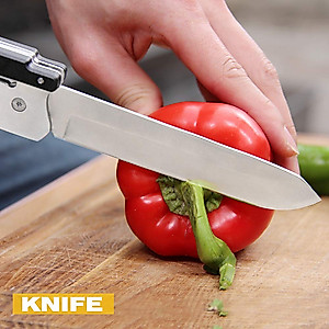 ROXON S601 14" 6 in 1 MBT3 Folding Grill Utensils Set Fork Spatula Grilling Knife Tongs Opener for Backyard Barbecue and Camping