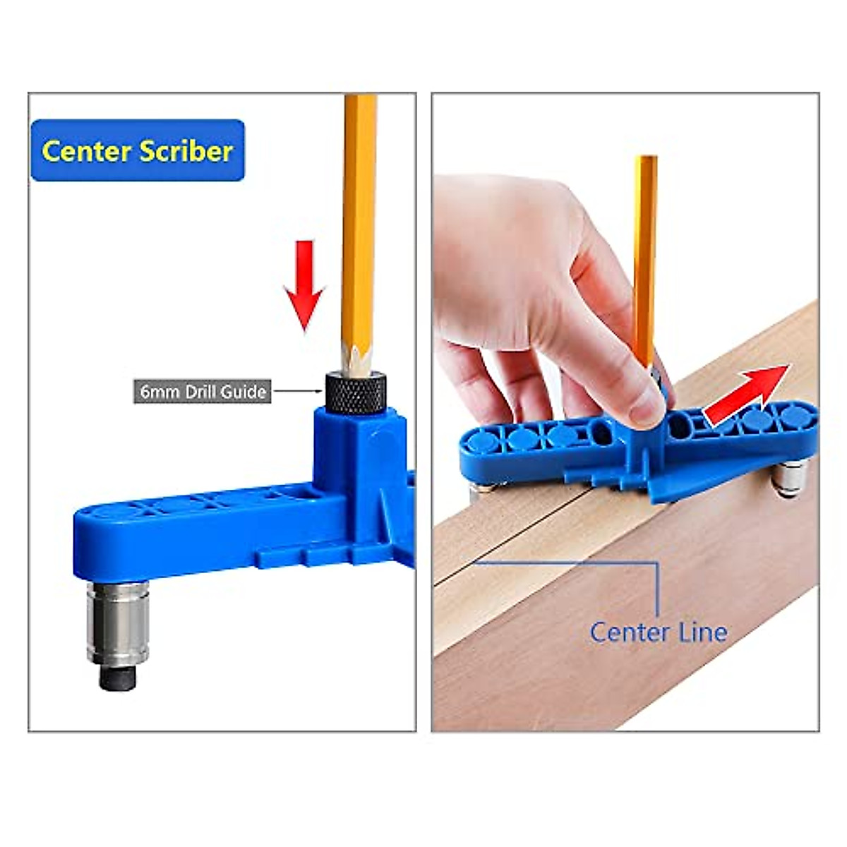 Dowel Jig with Center Scriber 71 Pcs Handheld Dowel Jig Kit Adjustable Punch Locator with Wood Dowels Pins Drill Bits