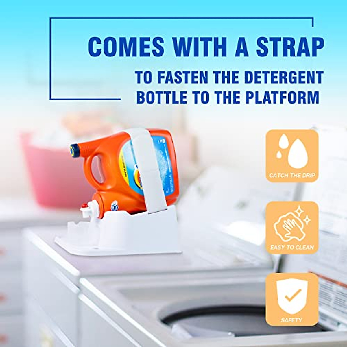 Detergent Laundry Cup Holder for Dispensing Soap, Drip Cather with Angled Downward for Easy Pouring from Big Containers - 12"x8.2"x5.5" (2 Pack)
