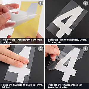 Reflective Mailbox Number for Outside, 4 Inch 4 Sets Vinyl Waterproof White Mailbox Numbers Stickers, Strong Self-adhesive House Adress Numbers for Mailbox Door Signs Trucks (Number 0-9)
