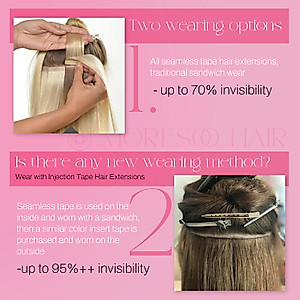 Moresoo Tape in Human Hair Extensions Blonde Highlighted Tape in Extensions Real Hair Invisible Hair Extensions Ash Blonde Mix with Bleach Blonde Hair Extensions Tape in 16 Inch #P18/613 20pcs 50g