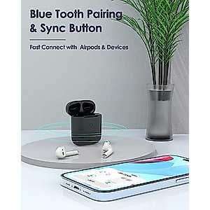 Airpod Charging Case Compatible for Airpods 1&2 Gen,QI Wireless Airpods Charger Case,450mAh Airpod 1st & 2nd Generation Charging Case Replacemen with Bluetooth Pairing Sync Button,No Air Pods Buds