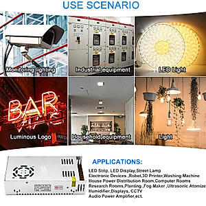 DC 12V 30A Power Supply 360W Universal Regulated Switching AC to DC Converter AC 110V/220V (SMPS) Transformer Driver Adapter for LED Strip Light, CCTV Camera Security System, Radio, Computer Project