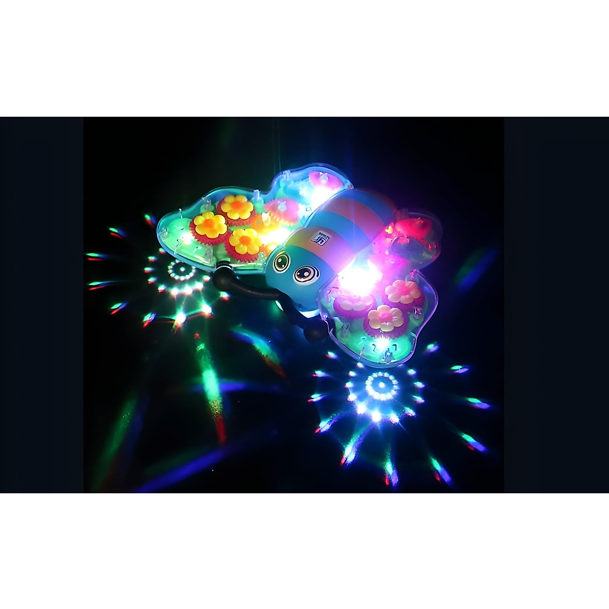 ABK Transparent Toy Car - with visible colored moving Gear System, Light and Sound Transparent Electric Car Toy Light Music LED Light Effects (Butterfly Car)