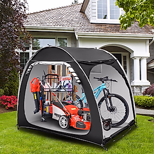 Outdoor Bike Storage Shed Tent Bike Cover Tent, Waterproof Portable Shed for 4 Bicycle, Double Side Opening Outdoor Motorcycle Cover Storage Tent for Garden Camping Hiking