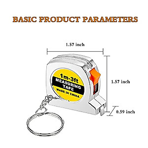Merkaunis 50 Pcs Keychain Tape Measure, Functional Pocket Tape Measure, Small Tape Measure Retractable for Daily Use, Cloth Measuring, Body Measurement and Construction Party Favors, 3ft