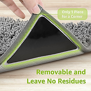 Rabenda 12 Pcs Grippers for Rugs, Non Slip Rug Pads for Hardwood Floors and Tiles, Reusable and Washable Rug Tape for Area Rugs, Dual Sided Adhesive Rug Pad Gripper Keep Corners Flat(Black)