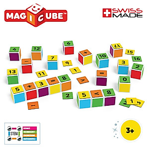 Geomag Magnetic Toys | Magnets for Kids | Magicube Math Building Fun | Magnet Cubes and Number Clips Set | STEM Learning | Swiss-Made | Ages 3+