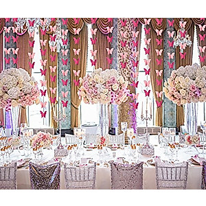 ADLKGG Butterfly Hanging Garland Party Decoration 4 Pack, 3D Paper Butterfly Bunting Banner for Wedding Baby Shower Birthday Home Decor, Pink