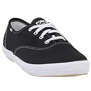 Keds Unisex Champion Lace Up Sneaker, Black Canvas, 9.5 Narrow US Women