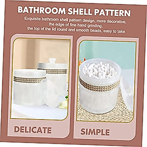 Cabilock Resin Swab Box Toothpick Dispenser Makeup Storage Organizer Box Candy Dishes Decorative 2pcs Cotton Swabs Rhinestone Snack Jars Candy Storage Container Cotton Pad Container White