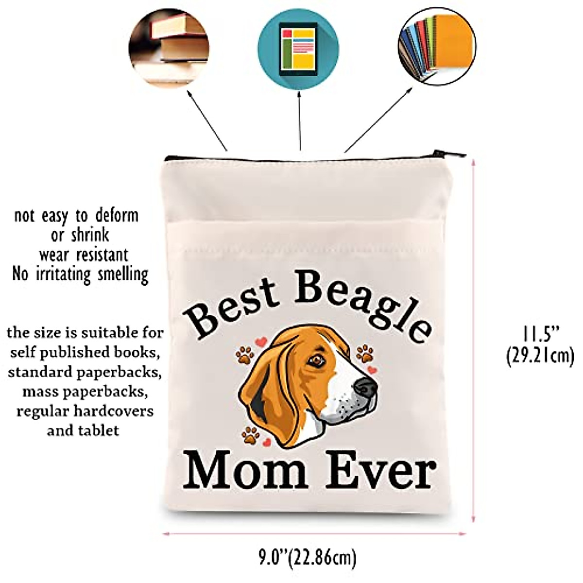 Beagle Book Sleeve Beagle Mom Gift Beagle Dog Book Protector Best Beagle Mom Ever Book Cover Beagle Owner Lover Gift