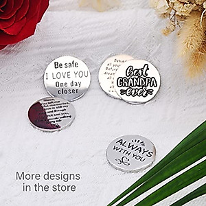 to My Grandpa Pocket Hug Token Gift, Long Distance Relationship Keepsake Stainless Steel Double Sided，Pocket Hug Token Gift for Grandpa from Grandchild - Best Grandpa Ever