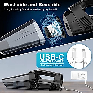 Blestan Handheld Vacuum Cordless Car Vacuum with LED Light, 9000PA Hand Vacuum Portable Mini Vacuum, Hand Held Vacuum Cleaner for Home Car Office, Black