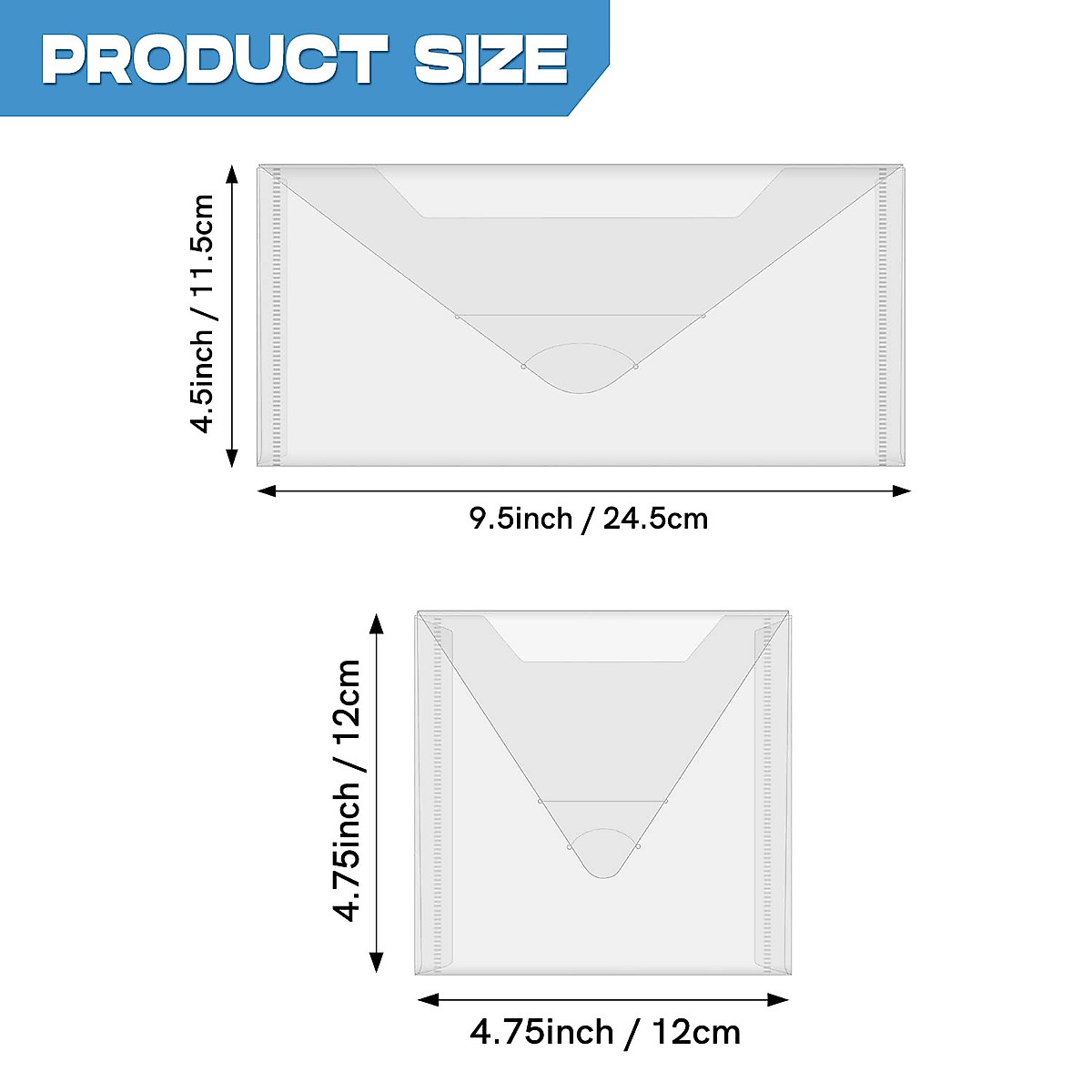 BAOFALI 20 Pieces Clear Die & Stamp Plastic Storage Bag, Resealable Large Envelope Pocket for DIY Scrapbooking Paper Card Craft Making and Cutting Dies Stencil (4.75"x4.75";4.5"x9.5")