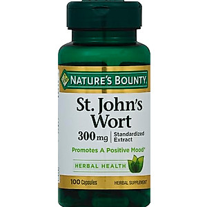 Nature's Bounty St. John’s Wort 300mg Capsules, Herbal Health Supplement, Promotes a Positive Mood, 100 Capsules