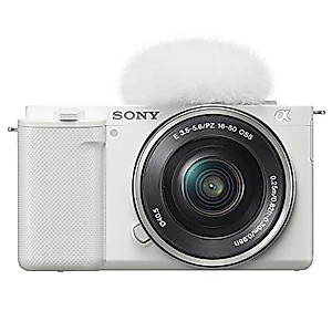 Sony ZV-E10 Mirrorless Camera with 16-50mm Lens, White Bundle with 64GB SD Memory Card, Shoulder Bag, 40.5mm Filter Kit