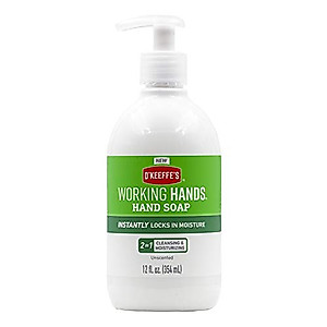 O'Keeffe's Working Hands Moisturizing Hand Soap; 12 oz Pump; Unscented; (Pack of 2)