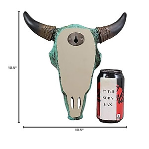Ebros 10.5" Wide Western Southwest Steer Bison Buffalo Bull Cow Horned Skull Head Turquoise Silver Cross With Floral Lace Design Wall Mount Decor Native Indian Sacred Animal Totem Bust Skulls