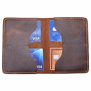 Hide & Drink, Leather Large Card Holder, Holds Up to 16 Cards Plus Flat Bills/Money Organizer/Cash/Case/Pouch, Handmade Includes 101 Year Warranty :: Bourbon Brown