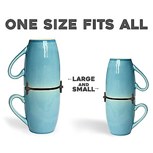 ELYPRO Coffee Mug Organizers and Storage, Kitchen Cabinet Shelf Organizer - Cupboard and Pantry Organization, Expandable Stackable Gadget for Tea Cup and Coffee Mugs, Save Space (Black)