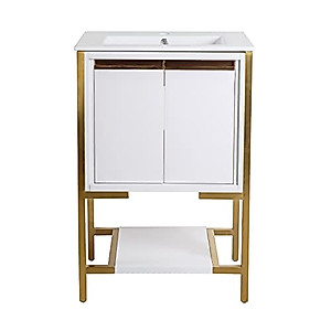 Swiss Madison - well made forever Marseille 24" Bathroom White and Brushed Gold Bath Vanity