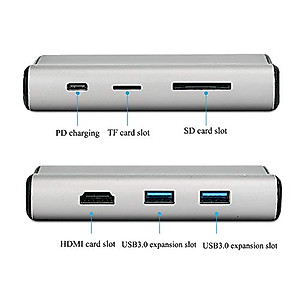 XUNMAIFHB Portable Docking Station,9-in-1 Multi-Function Type-C Docking Station HUB USB-c HDMI, USB3.0, SD Card, TF Card, Gigabit Network Card, 3.5MM Audio Interface Fast Transmission