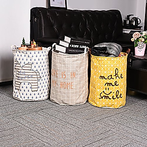 QEESTARS Heavy Duty Durable Canvas Storage Laundry Hamper Basket Large Foldable Toys Clothing Organizer Closet Storage Bin Bag