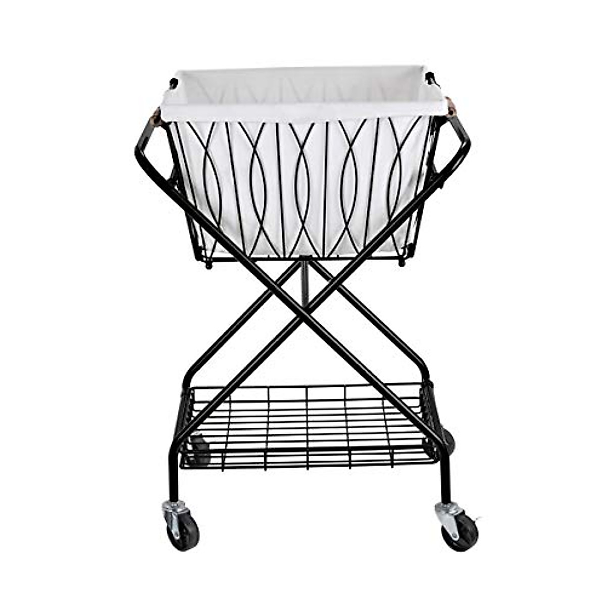 Artesa Verona Collapsible Laundry Cart with Basket, Black