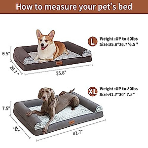 KIYUMI Dog Sofa Bed Orthopedic Waterproof Dog Bed with Removable Washable Cover,Egg Crate Foam Pet Bed Mat,Pet Bolster Couch Pet Beds for Extra Large Dogs