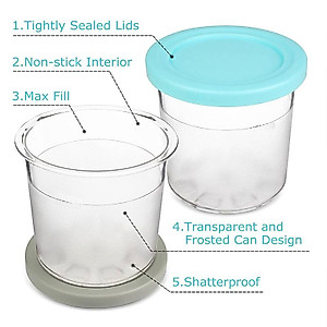 PandaTools 16oz pint containers 4-pack for Ninja Creami Regular models NC301, NC300, NC299AMZ