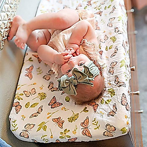 Bebe au Lait Butterfly Bamboo Blend Changing Pad Cover, Peach, One Size (CPBBBF)