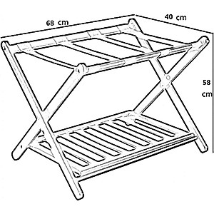 HAVMAK Guest Room Luggage Rack, Folding Suitcase Stand Luggage Rack, Double-Layer Luggage Rack, Hotel Luggage Rack, Folding Bedroom Storage Rack to Save Space (Color : Black, Size : 68x40x58cm)