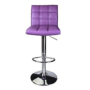 Contemporary Bar Stools Hight Adjustable Seat Hydraulic 360 Degree Swivel Sturdy Steel Frame Quadrate cushion Seat Dining Chair Bar Pub Stool Home Office Furniture - Set of 4 Purple #1935ppl