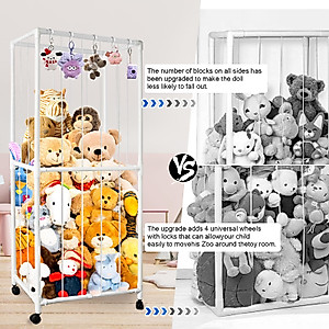 XMBecc Stuffed Animal Storage Zoo Stuffed Animal Holder Space Save Vertical Stuffed Animals Storage PVC with Elastic Band and Net for Playroom Birthday Gift for Bedroom Nursery