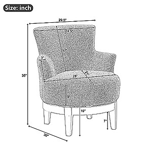 Goohome 360 Degree Swivel Wingback Accent, Comfy Upholstered Sherpa Fabric Seating Armchair with Rubberwood Legs for Living Room, Leisure Arm Chair for Lounge, Dark Grey