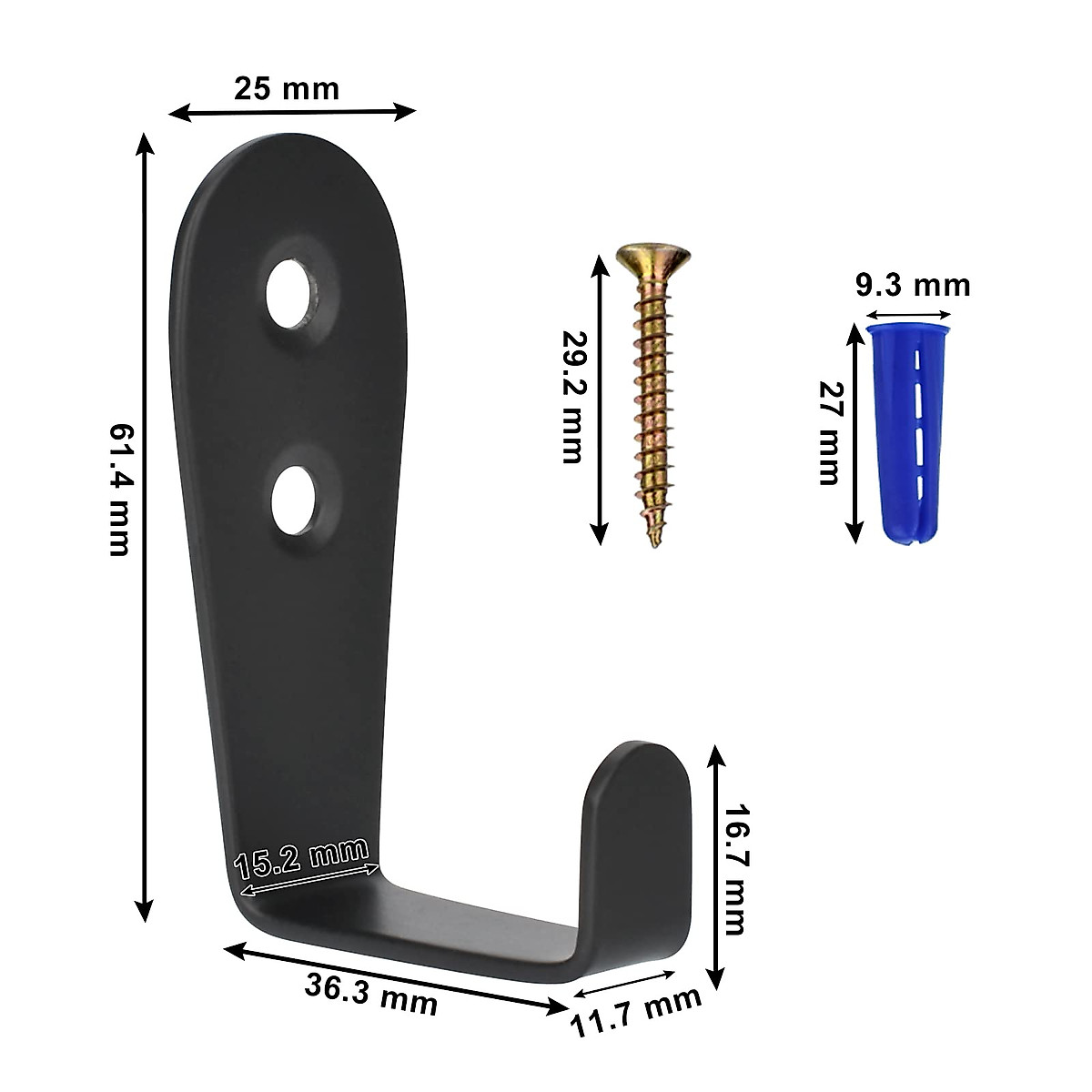 Sankoly 10 Pieces Individual Coat Wall Hook Heavy Duty Wall Hook Towel Hook with Screws and Anchor Black Wall Hooks for Kitchen, Bathroom, Bedroom, Foyers, Hallways
